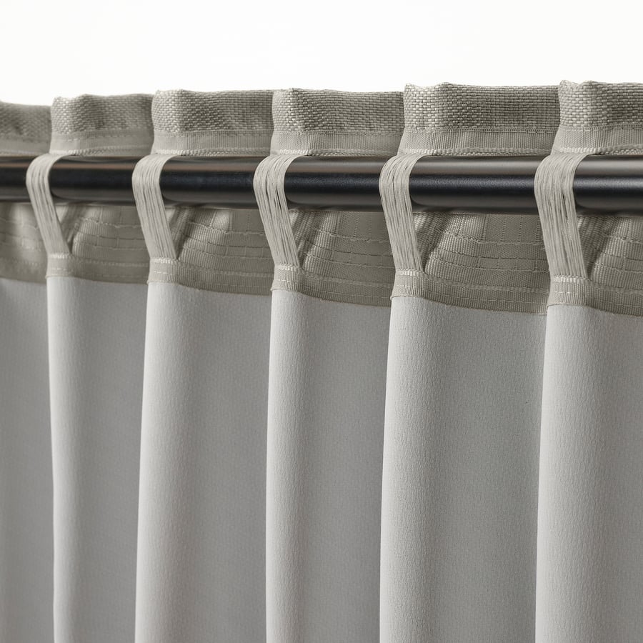 ANNAKAJSA room darkening curtains, 1 pair, light grey/with heading tape ...