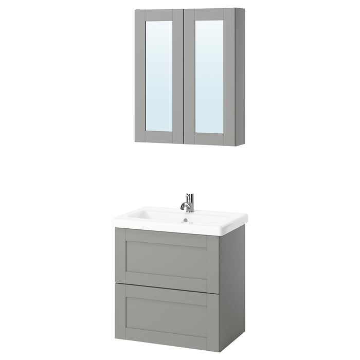 ENHET bathroom, grey frame, 64x43x65 cm - IKEA