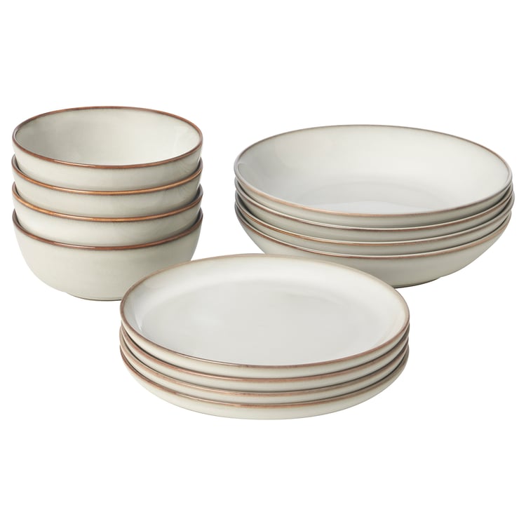 GLADELIG 12-piece service, grey - IKEA