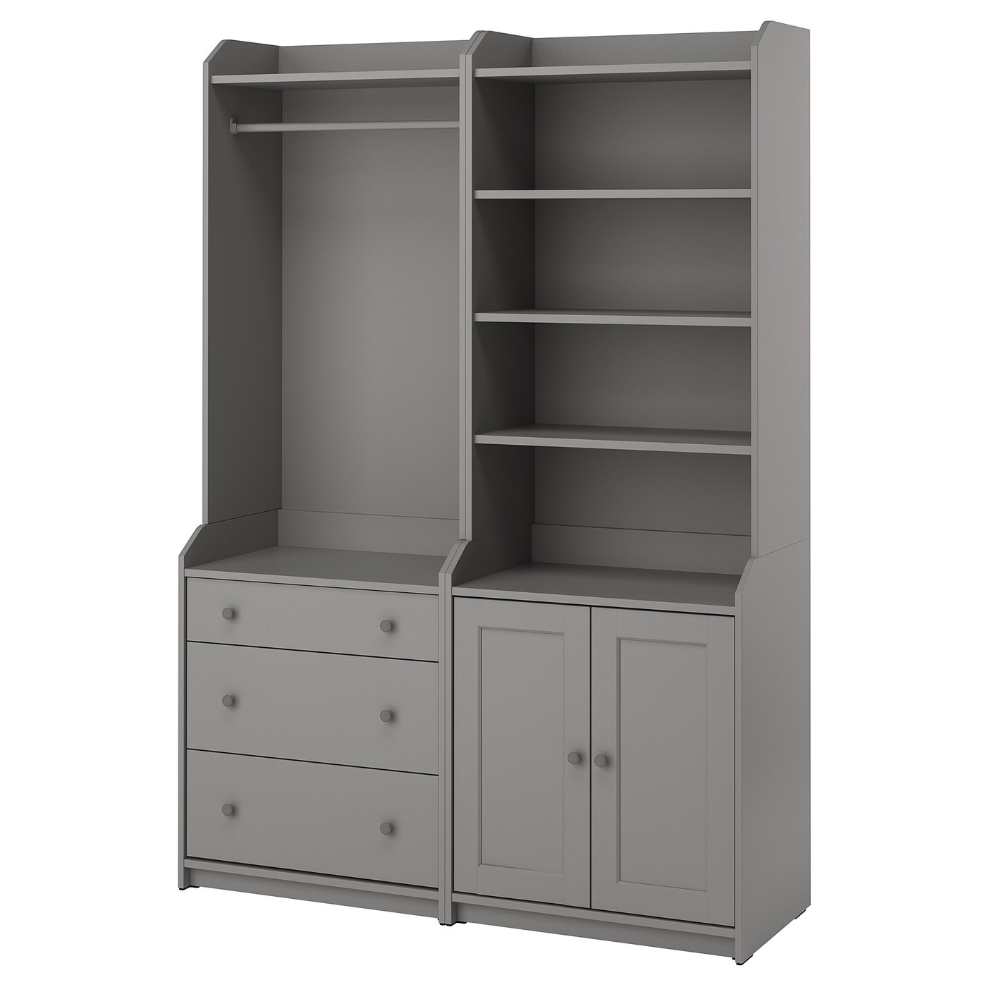 HAUGA storage combination, grey, 139x46x199 cm - IKEA