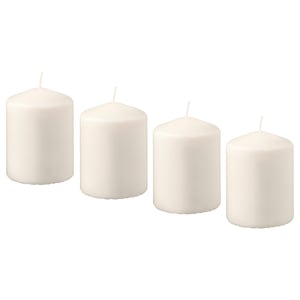 HEMSJÖ Unscented block candle, natural, 8 cm - IKEA