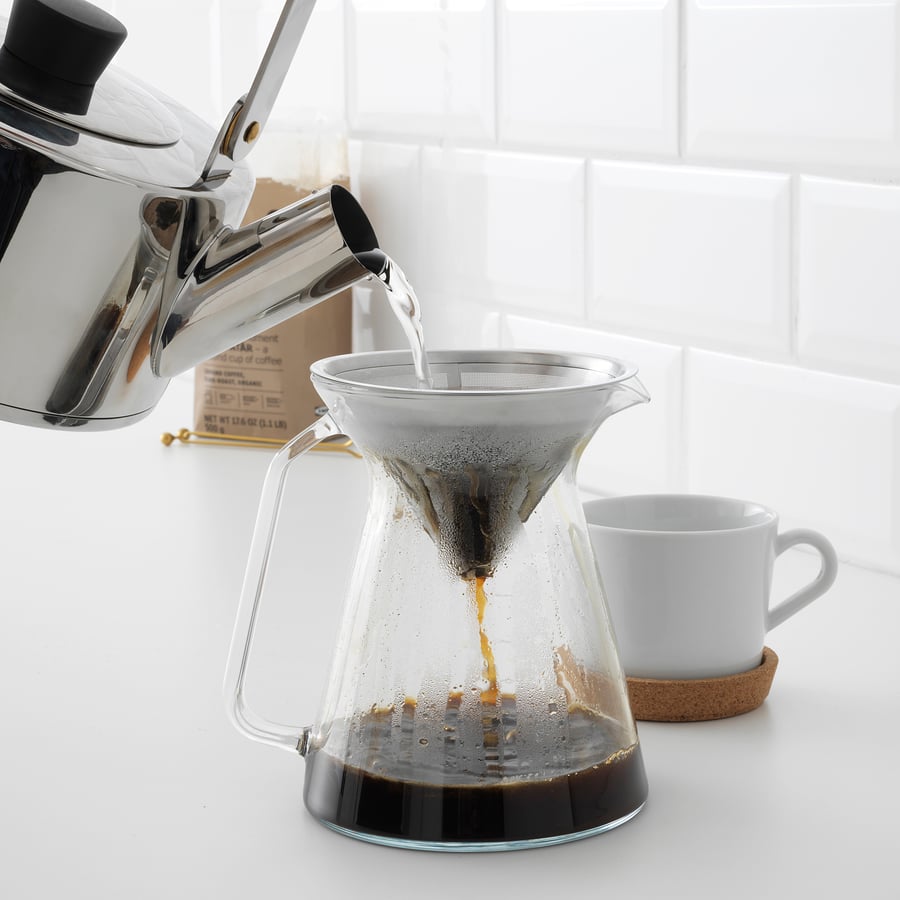 HÖGMODIG coffee maker for drip coffee, clear glass/stainless steel, 0.6 ...
