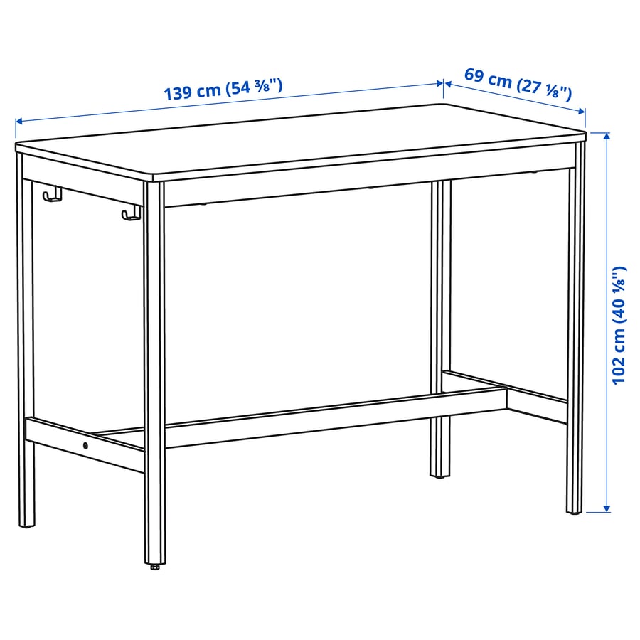 IDÅSEN underframe for table top, dark grey, 139x69x102 cm - IKEA
