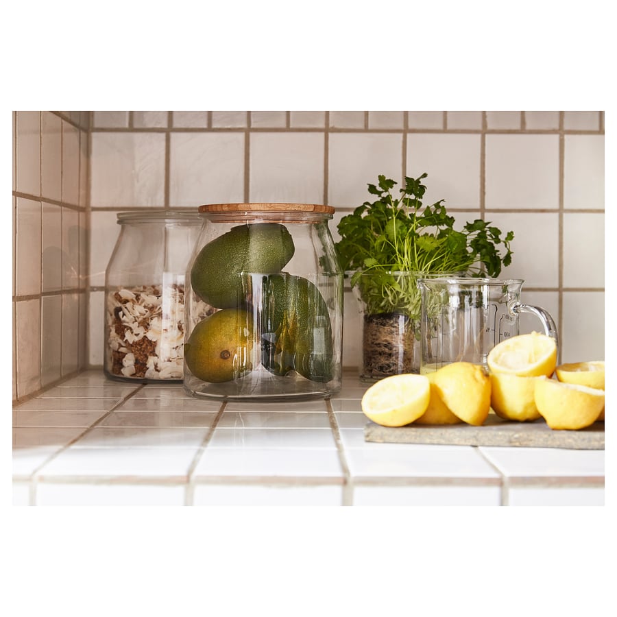 IKEA 365+ jar with lid, glass/bamboo, 3.3 l - IKEA
