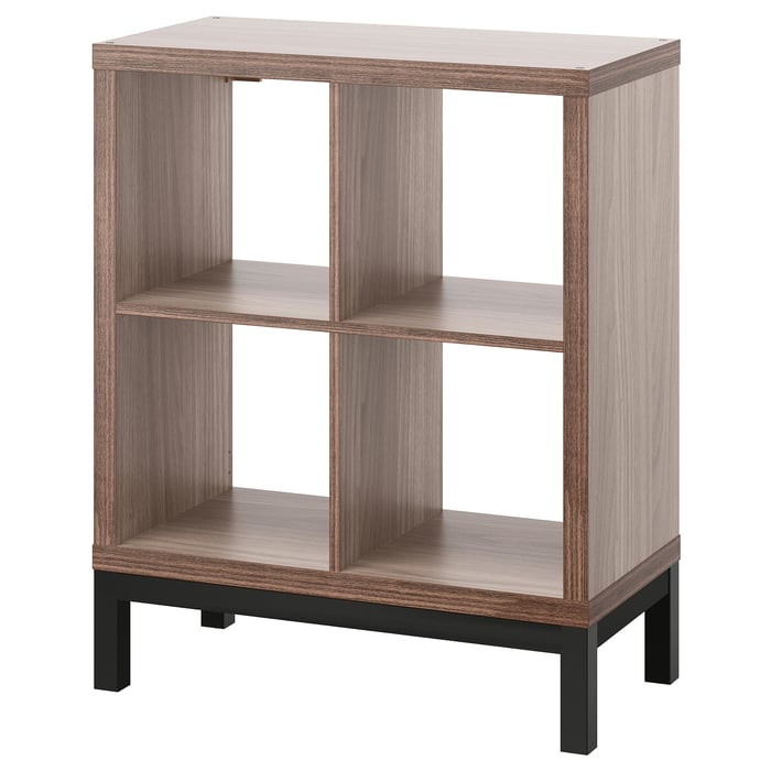 KALLAX shelving unit with underframe, walnut effect/light grey black ...