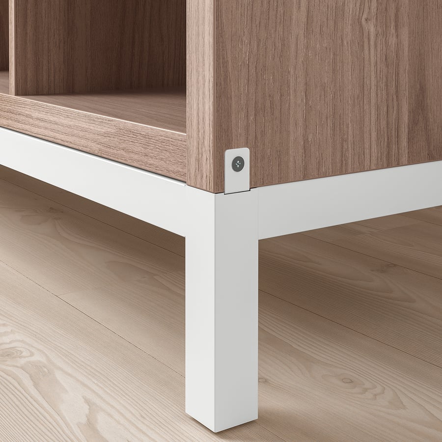 KALLAX shelving unit with underframe, walnut effect/light grey white ...