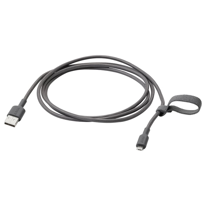 LILLHULT USB-A to USB-micro, dark grey, 1.5 m - IKEA