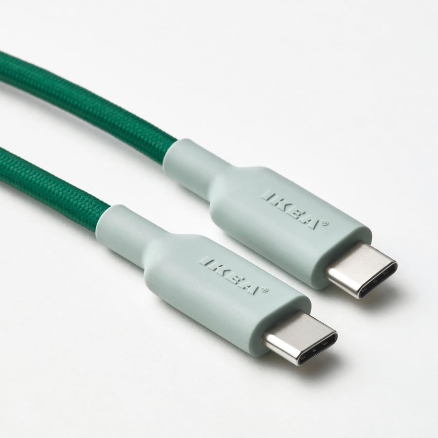LILLHULT USB-C to USB-C, green, 1.5 m - IKEA