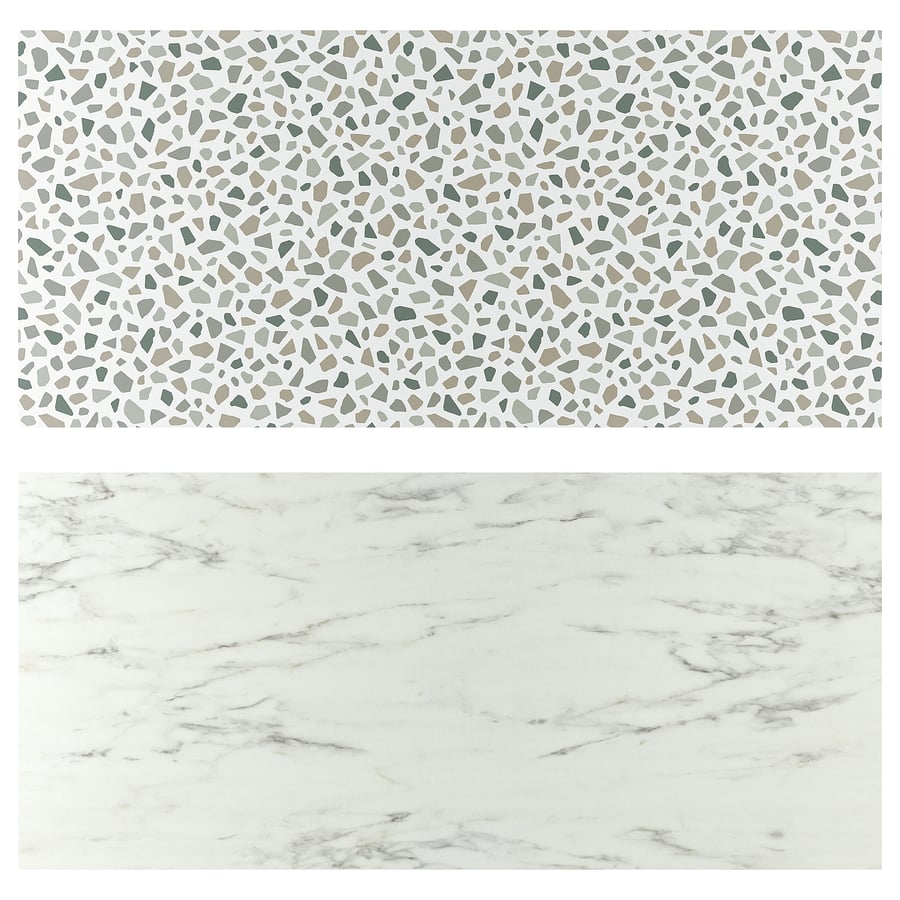 LYSEKIL wall panel, double sided white marble effect/terrazzo effect ...