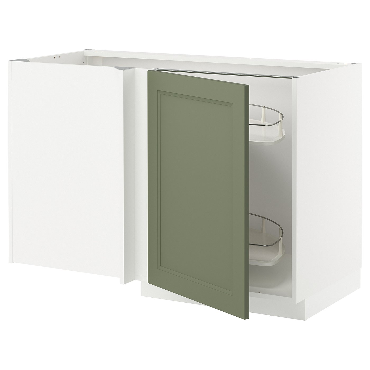METOD corner base cab w pull-out fitting, white/Axstad grey-green ...