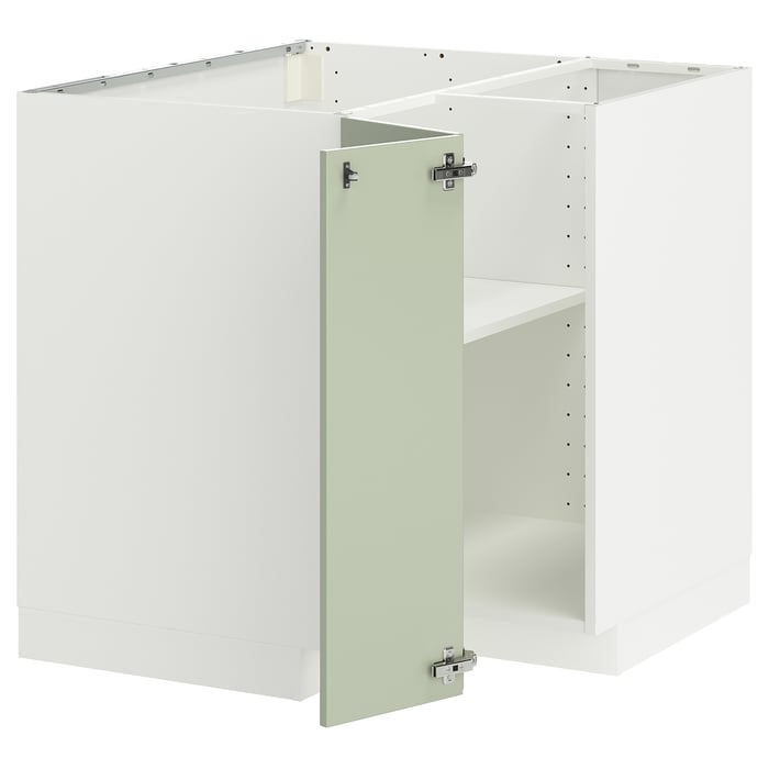 METOD corner base cabinet with shelf, white/Stensund light green, 88x88 ...