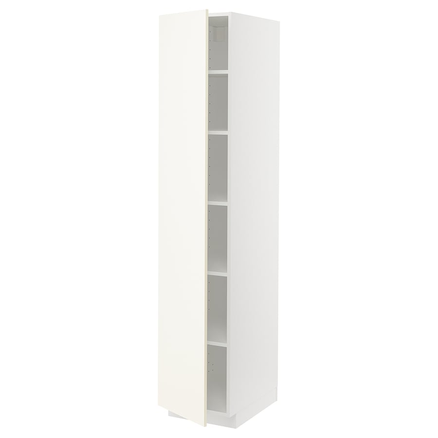 METOD high cabinet with shelves, white/Vallstena white, 40x60x200 cm - IKEA