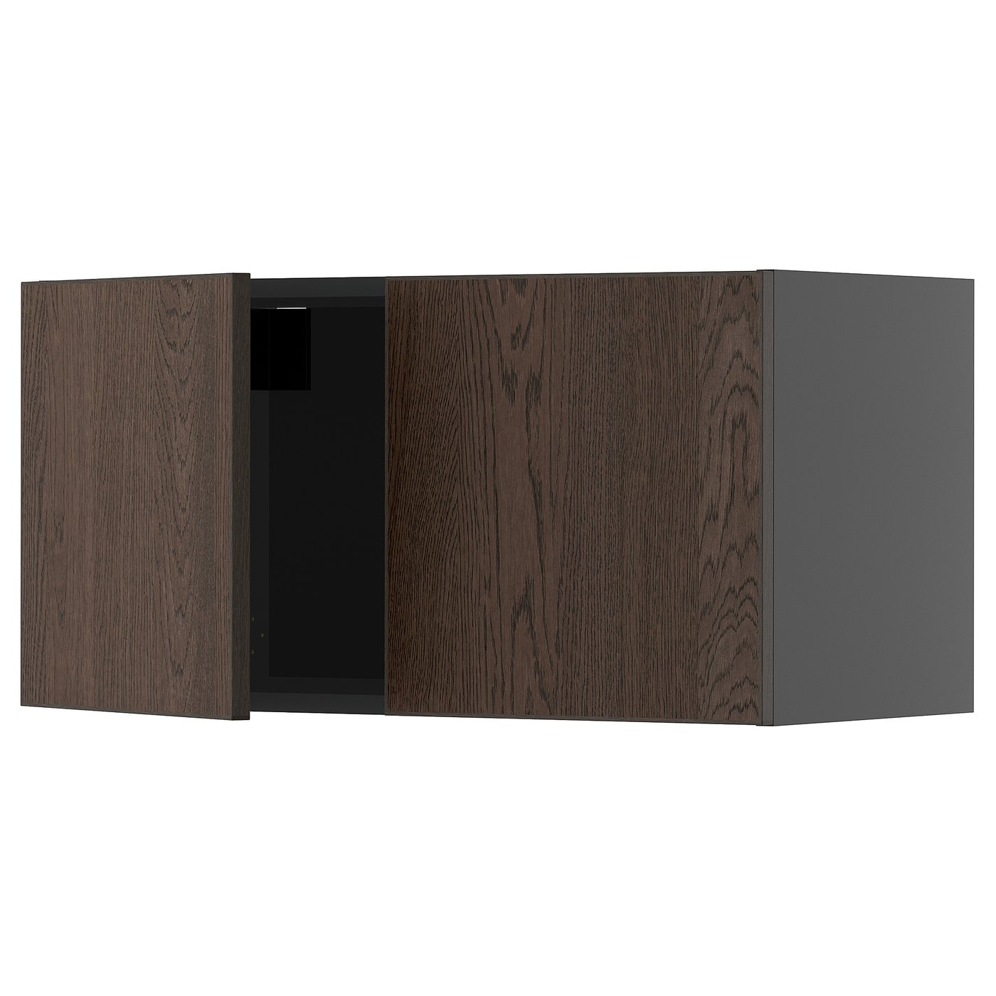 METOD wall cabinet with 2 doors, black-grey/Sinarp brown, 80x40 cm - IKEA