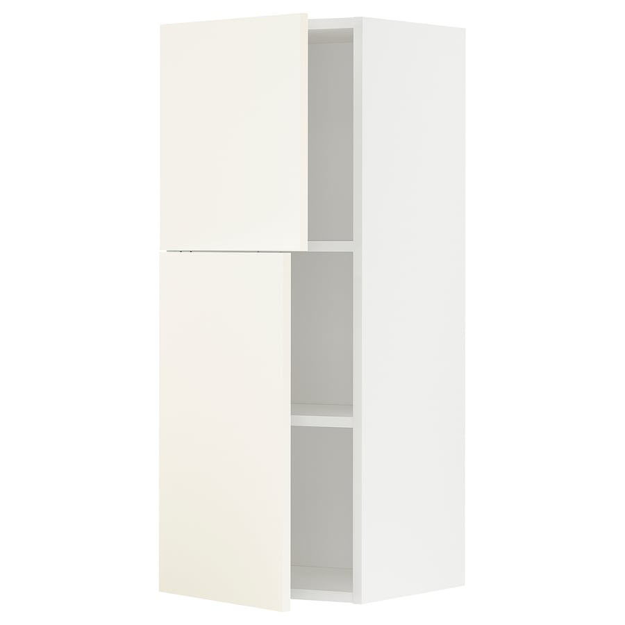 METOD wall cabinet with shelves/2 doors, white/Vallstena white, 40x100 ...