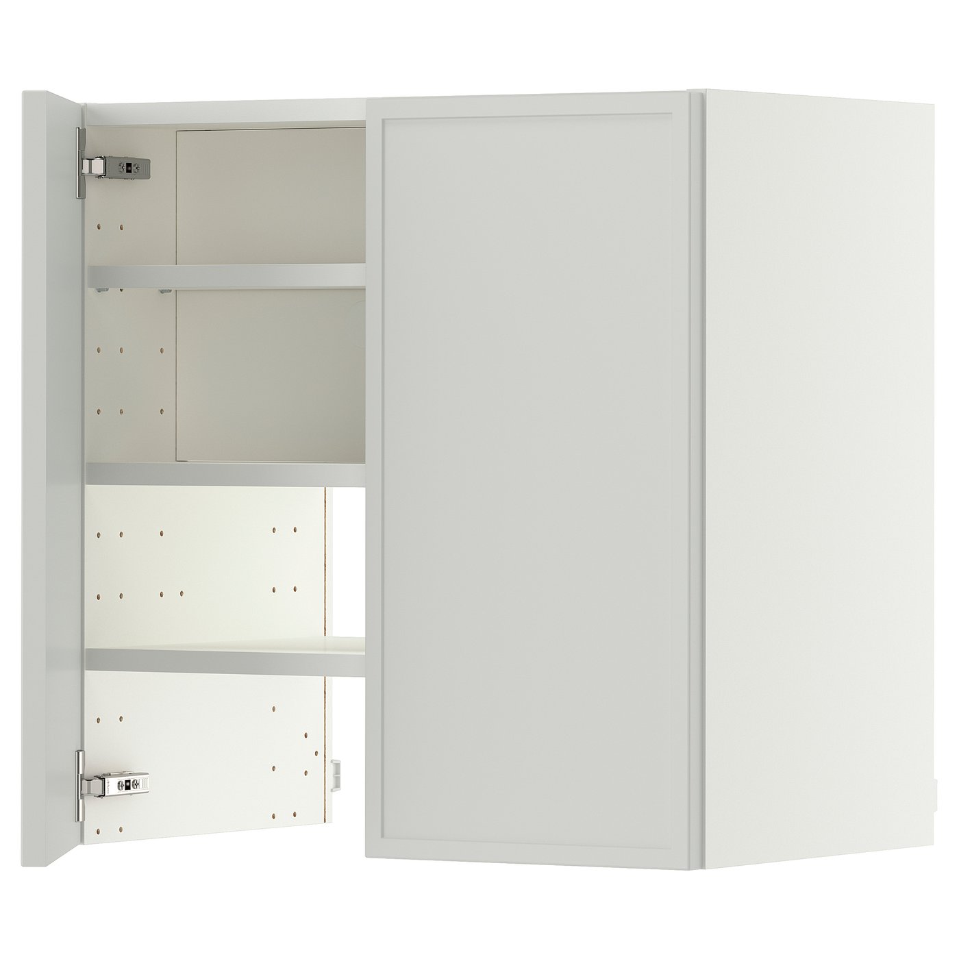 METOD wall cb f extr hood w shlf/door, white/Aspudden light grey, 60x60 ...