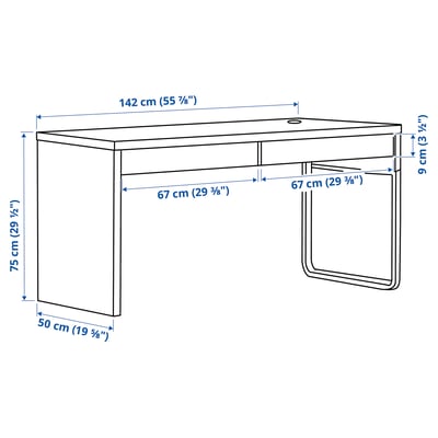 MICKE desk, black-brown, 142x50 cm - IKEA