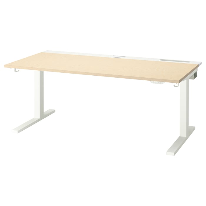 MITTZON desk sit/stand, electric birch veneer/white, 160x80 cm - IKEA