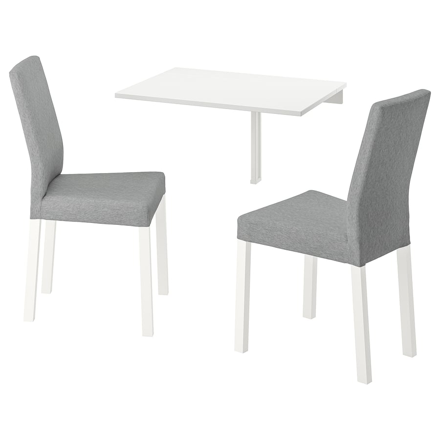 NORBERG / KÄTTIL table and 2 chairs, white/Knisa light grey, 74 cm - IKEA