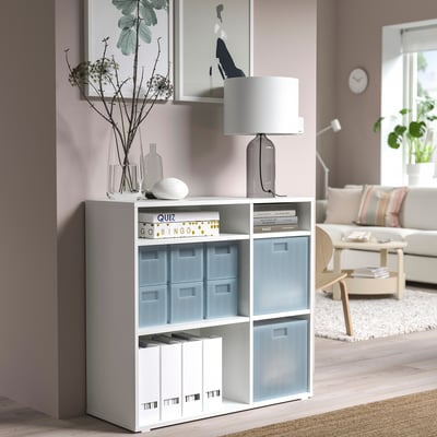 PANSARTAX Storage box with lid, transparent grey-blue, 33x33x33 cm - IKEA