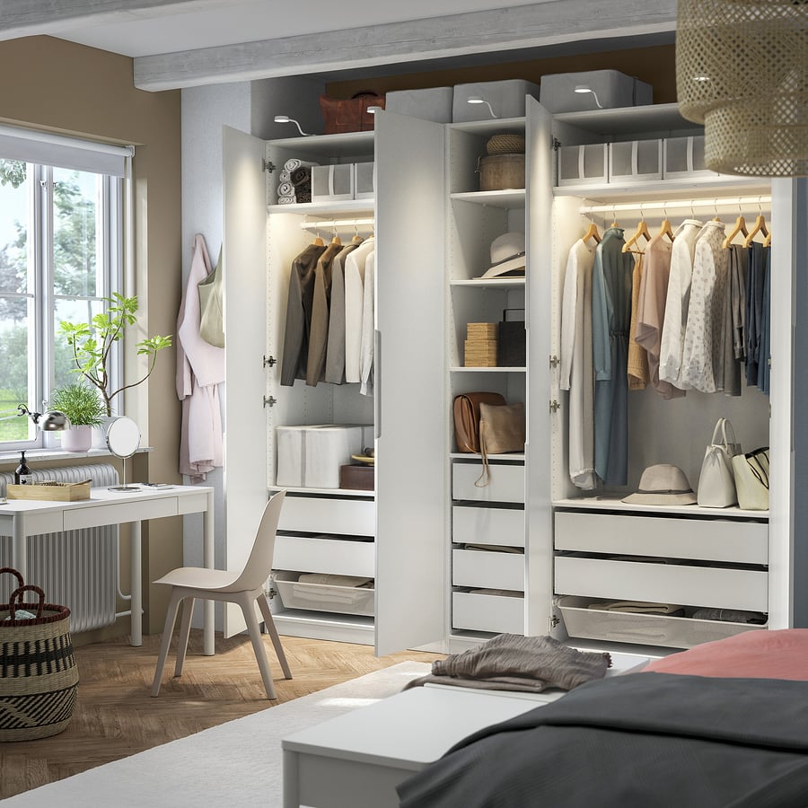 Buy PAX / TONSTAD wardrobe combination, white/off-white, 250x60x236 cm ...