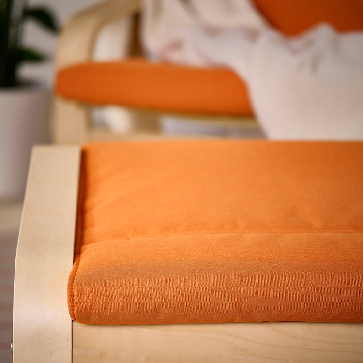 Buy POÄNG footstool, birch veneer/Knisa bright orange - IKEA