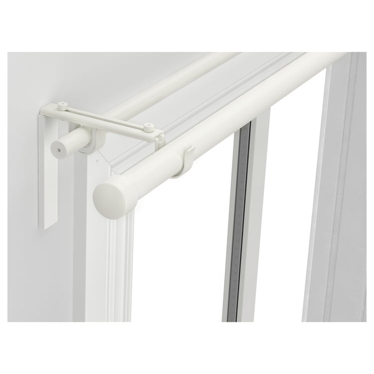 RÄCKA / HUGAD double curtain rod combination, white, 120-210 cm - IKEA