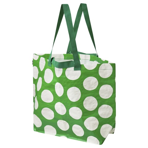 SÄCKKÄRRA carrier bag, white/green, 18x45x45 cm/36 l - IKEA