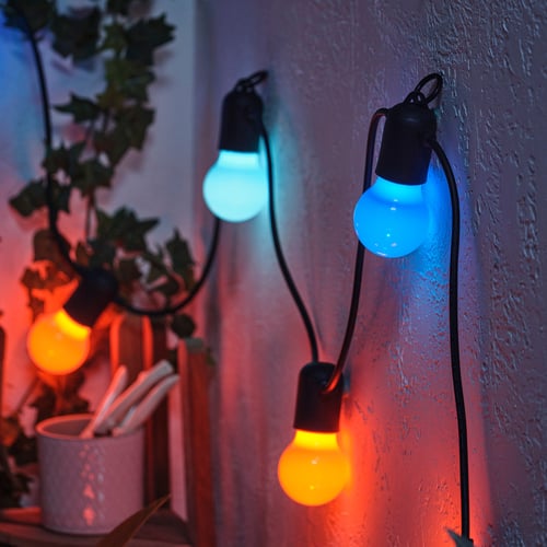 SOLVINDEN LED lighting chain with 12 bulbs, outdoor/multicolour - IKEA