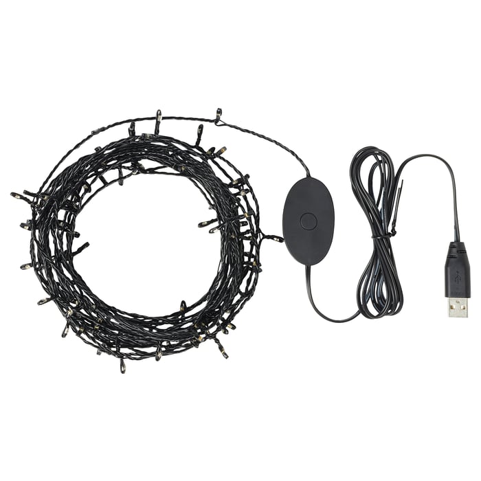 STRÅLA LED lighting chain with 100 lights, black - IKEA