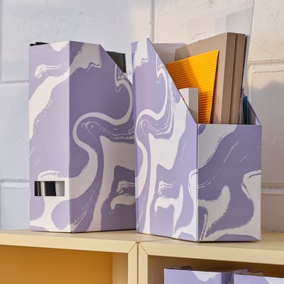 TJENA magazine file, patterned/lilac white - IKEA