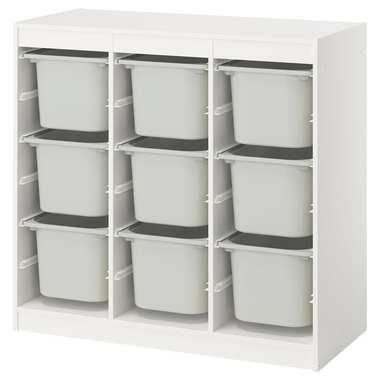 TROFAST storage combination with boxes, room divider/white grey ...