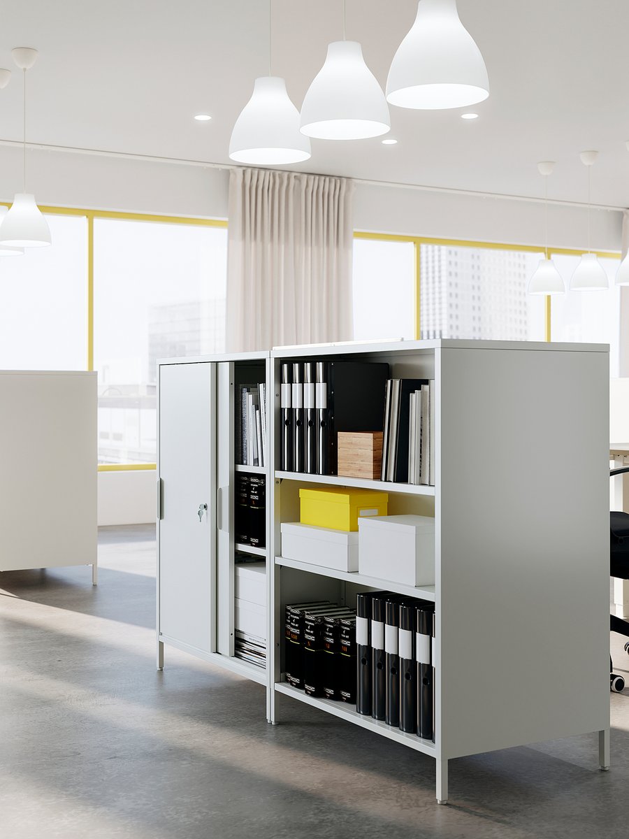 TROTTEN cabinet with sliding doors, white, 160x110 cm - IKEA - IKEA