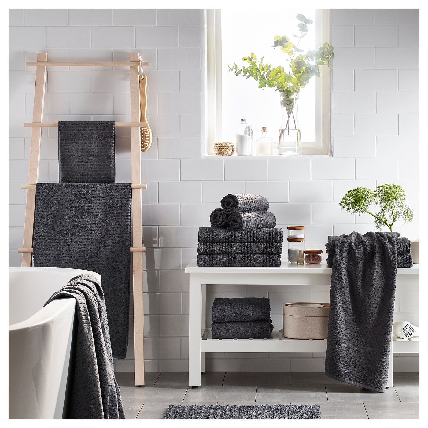VAGSJON hand towel dark grey 40x70 cm IKEA