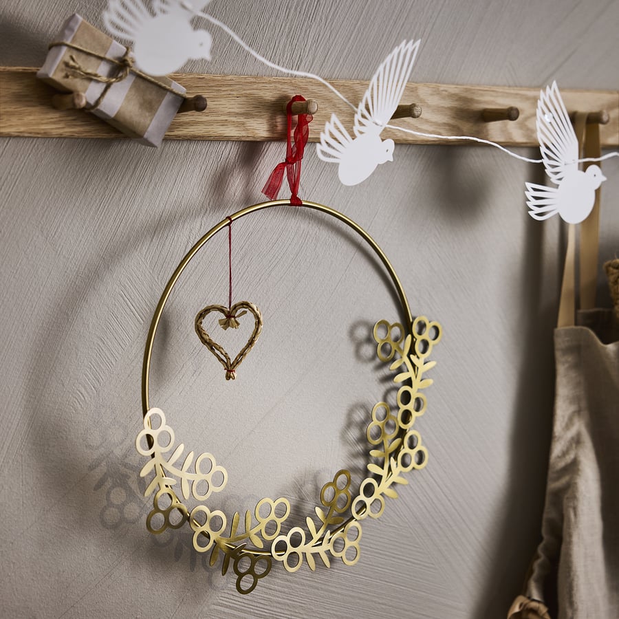 VINTERFINT wreath, gold-colour, 27 cm - IKEA