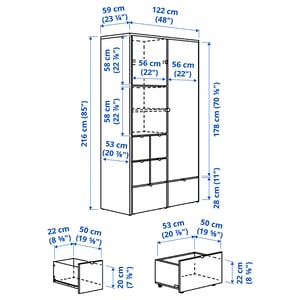 VISTHUS Wardrobe, grey/white, 122x59x216 cm - IKEA