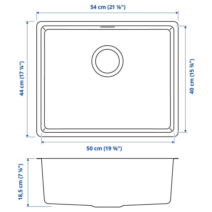VRESJÖN inset sink, 1 bowl, stainless steel, 54x44 cm - IKEA