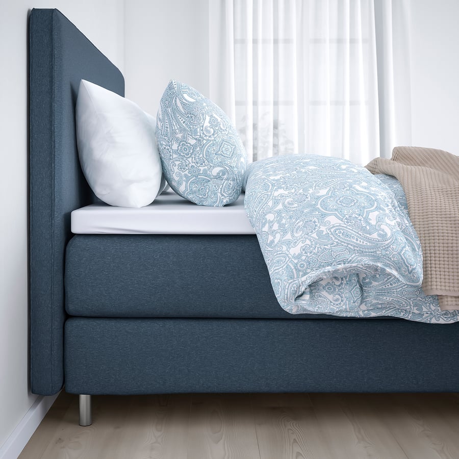 DUNVIK Boxspringbett, Vatneström mittelfest/Tistedal Gunnared blau ...