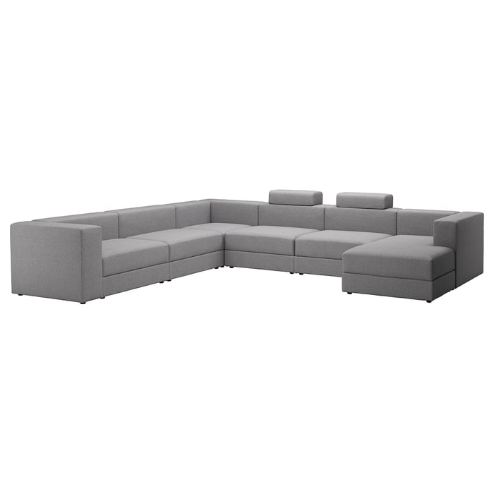 JÄTTEBO Sofa, U-Form/7-sitzig, mit Récamiere rechts mit Nackenkissen ...
