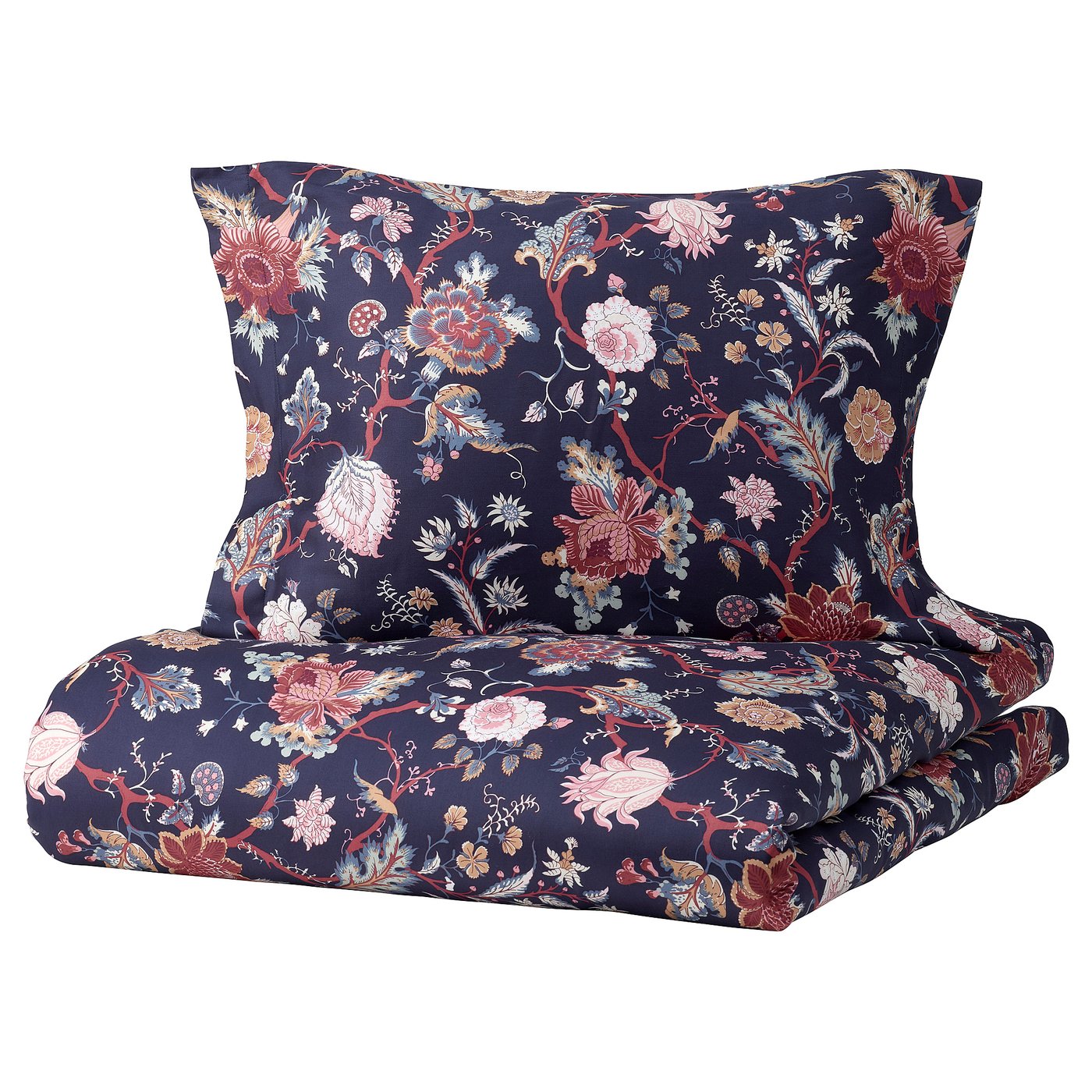 NÄSSELKLOCKA Bettwäsche-Set, 2-teilig, dunkelblau/bunt, 150x200/50x60 ...