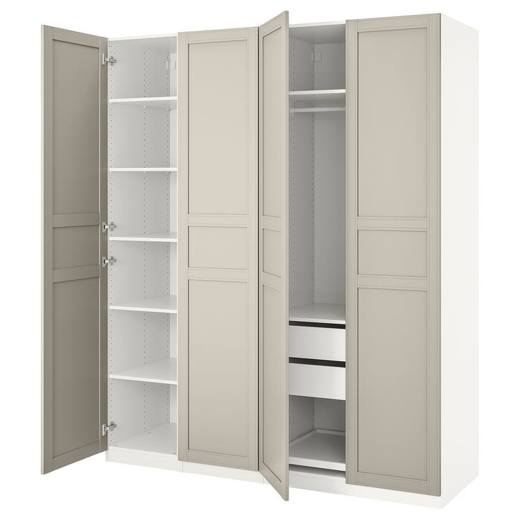 PAX / FLISBERGET Kleiderschrank, weiß/hellbeige, 200x60x236 cm - IKEA Österreich