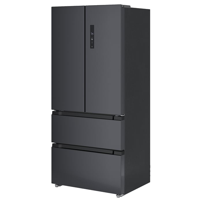 RIBBENÅS Kühl-/Gefrierschrank doppeltürig, IKEA 700 frei stehend/schwarz Edelstahl, 347/169 l ...