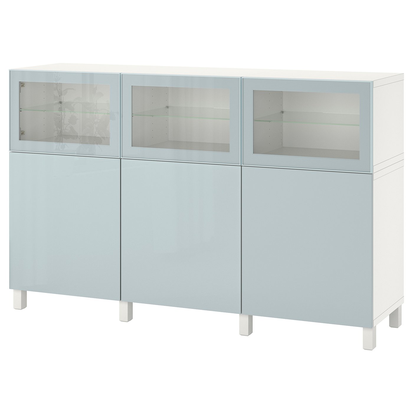 BESTÅ Storage combination with doors - white Selsviken/high-gloss light ...