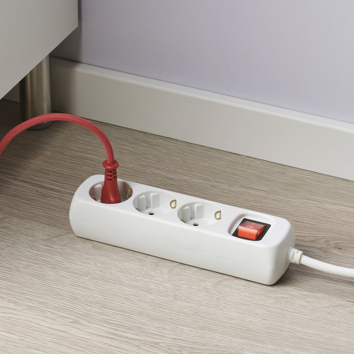 KOPPLA 3-way socket with switch, earthed/white, 1.5 m - IKEA Austria