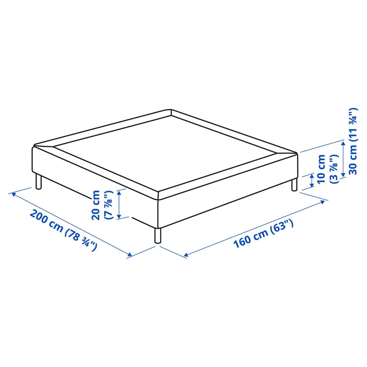 LYNGÖR slatted mattress base with legs, white, 160x200 cm - IKEA Austria