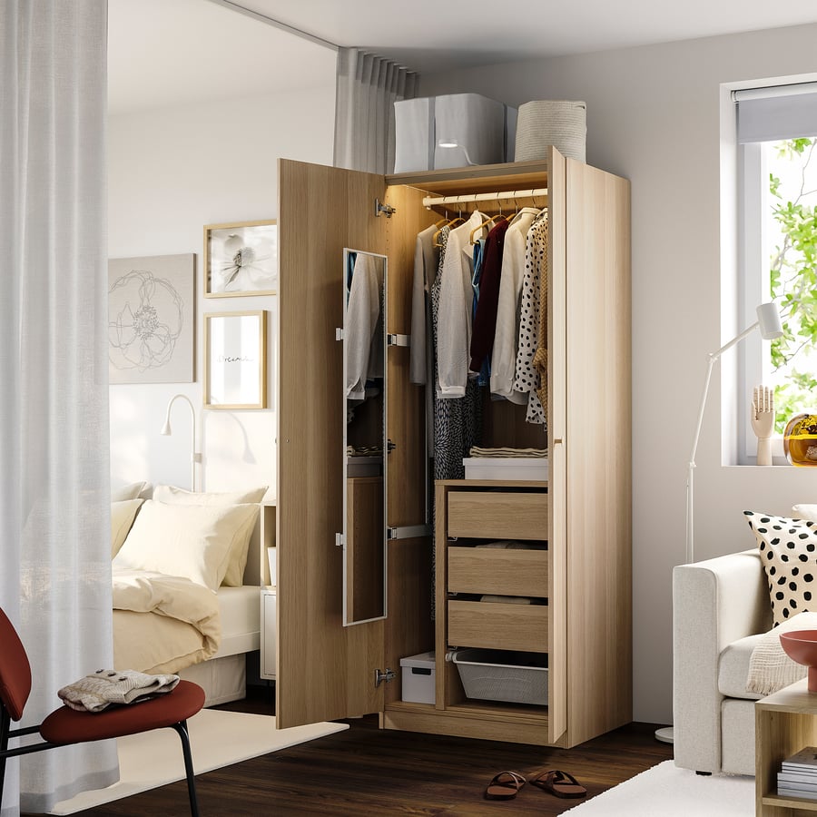 PAX / FORSAND wardrobe combination, white stained oak effect white ...