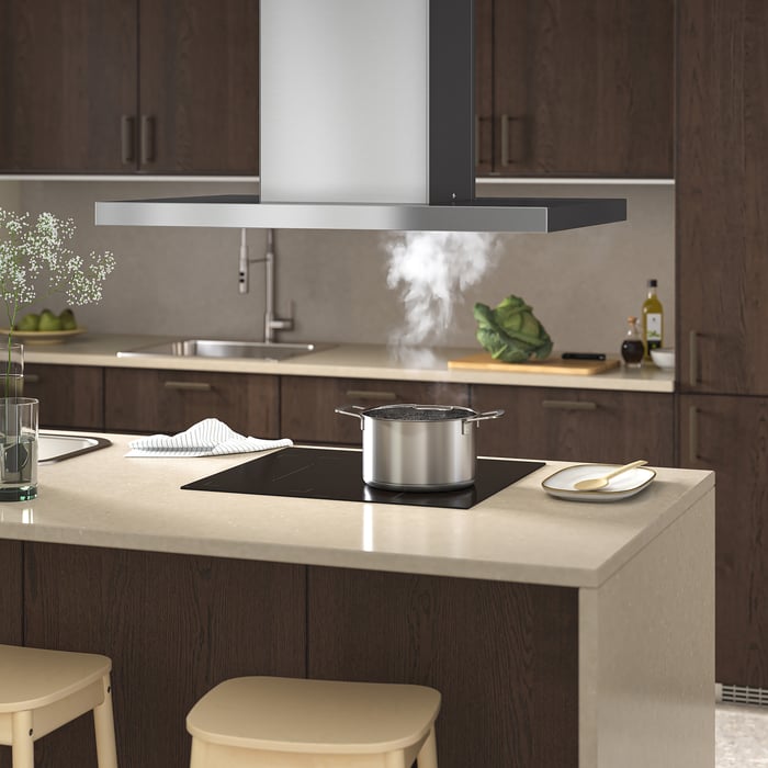 SVÄVANDE ceiling-mounted extractor hood, stainless steel, 90 cm - IKEA ...