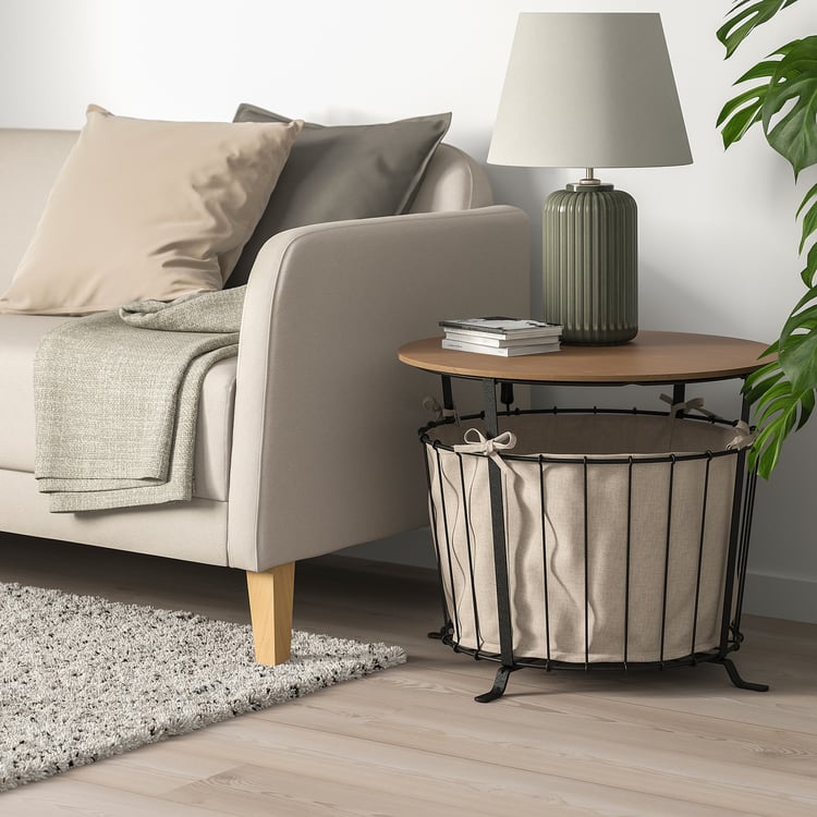 ÄNGESBYN storage table, black/pine light brown stained, 60 cm - IKEA