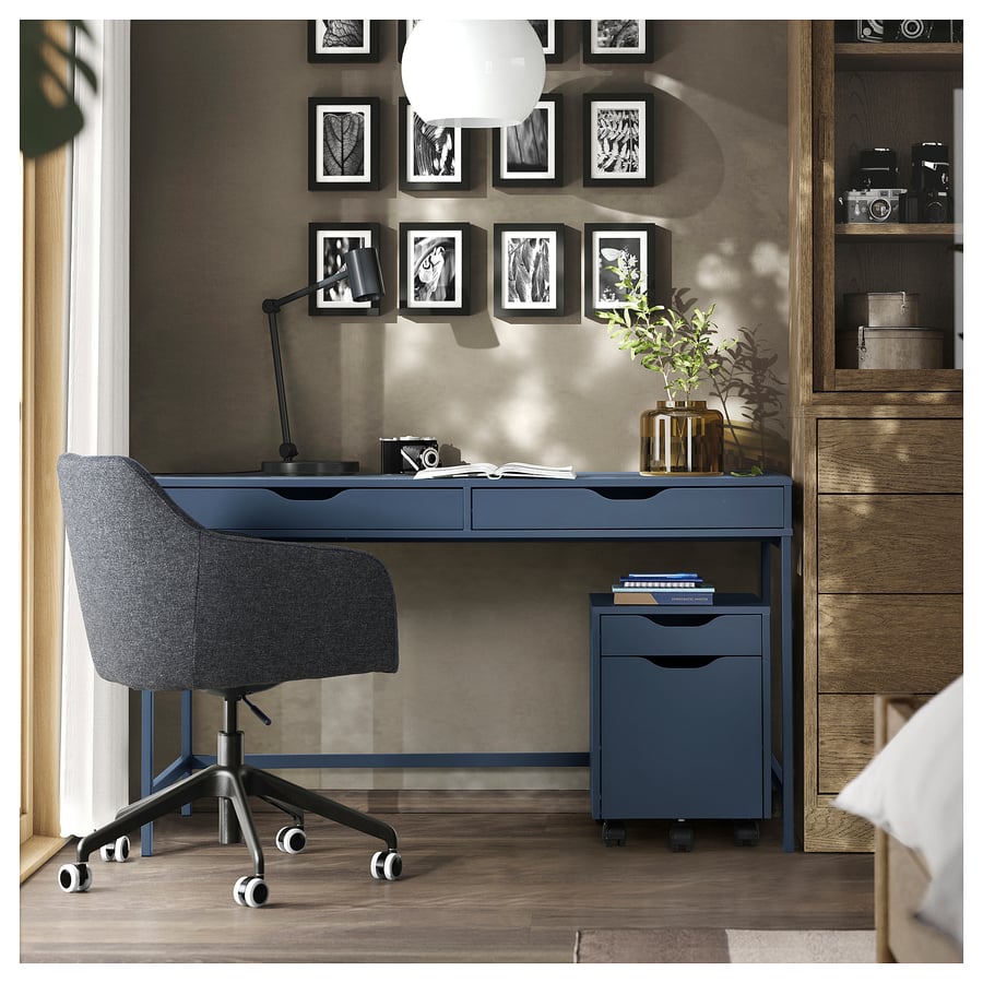 ALEX desk, black-blue, 132x58 cm - IKEA