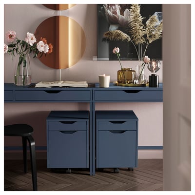 ALEX drawer unit on castors, black-blue/black, 36x50 cm - IKEA