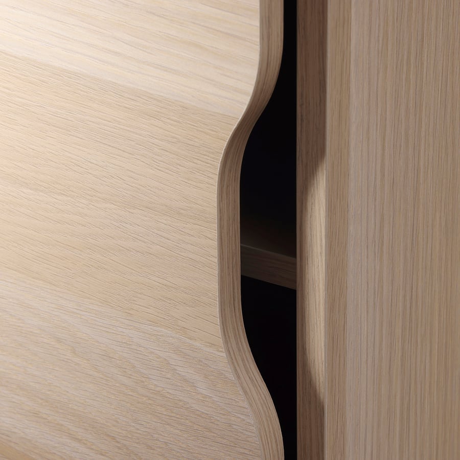 ALEX storage unit on castors, white stained oak effect/black, 36x76 cm ...